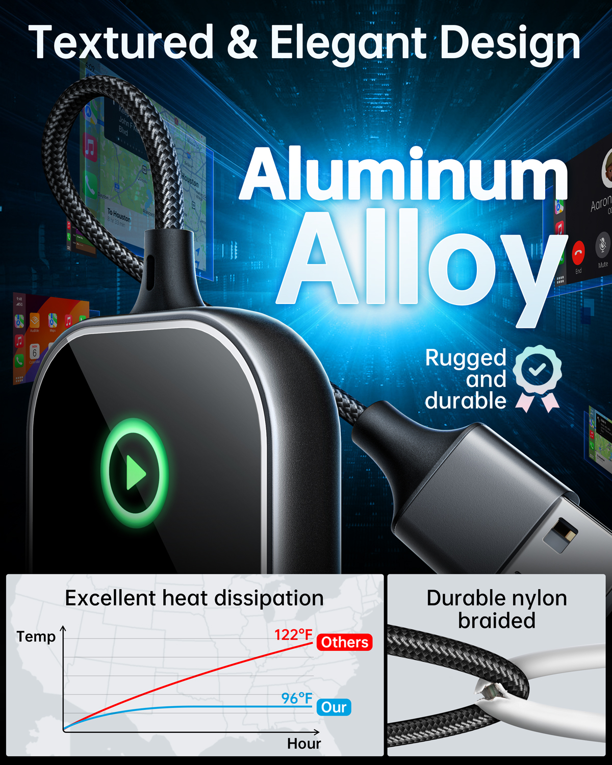 Luckymore Wireless Carplay Adapter, Converts Wired to Wireless Carplay Dongle for Wireless ...